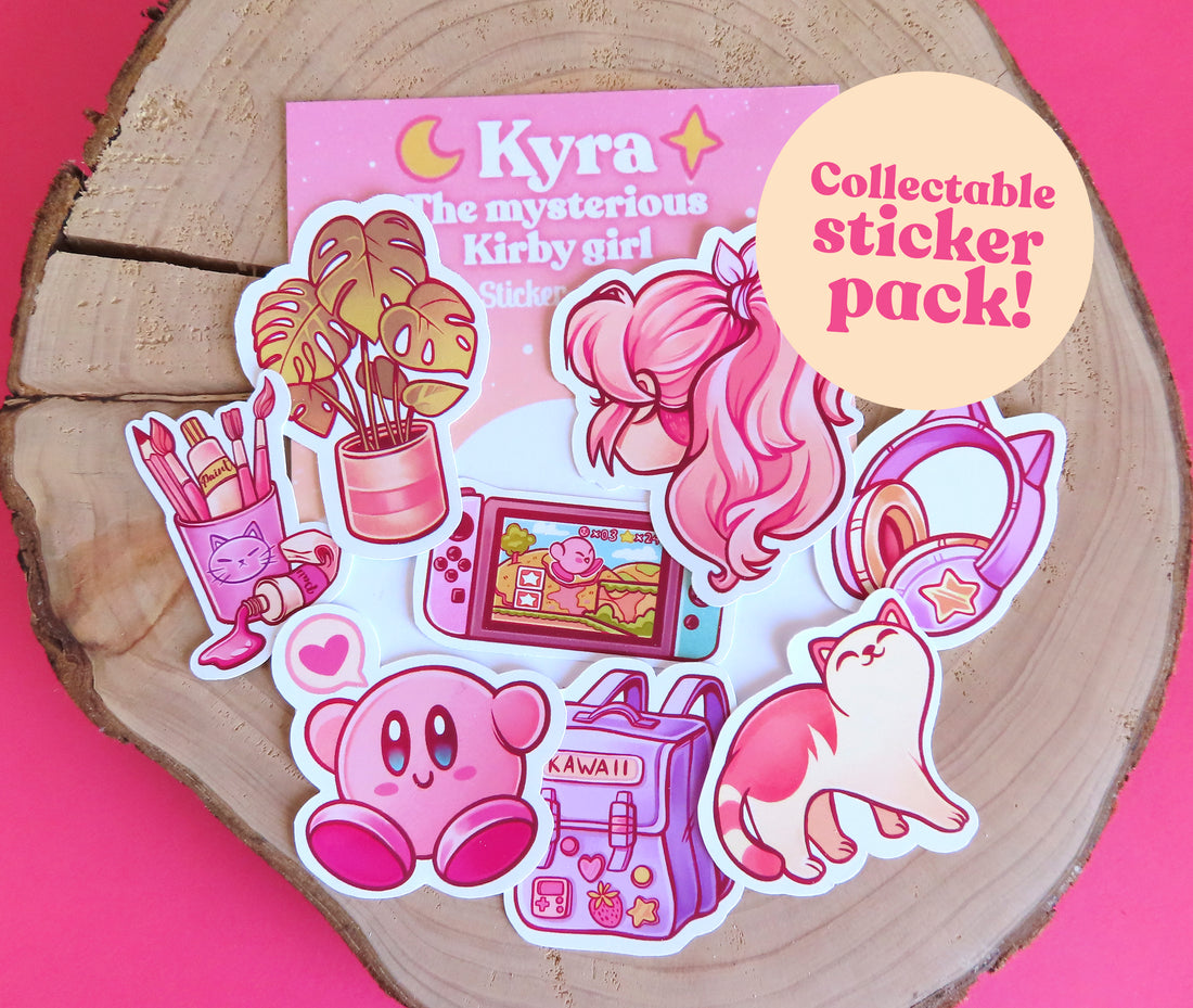 Kyra, the mysterious kirby girl \\ Vinyl Matte sticker pack – mrsbutterd